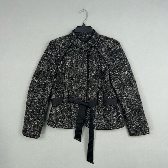 Sandro | Jackets & Coats | Sandro Jacket Women Small Black White Belted ...